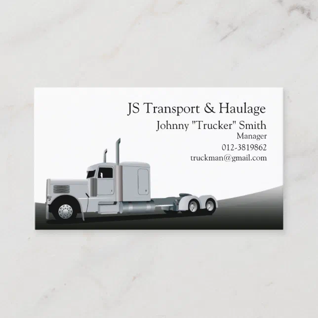 Trailer Truck Haulage Black Business Card | Zazzle