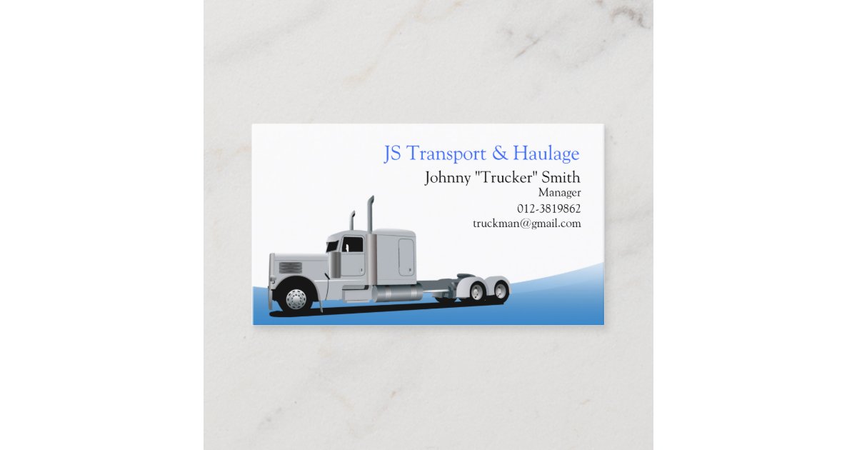Trailer Truck Haulage Blue Business Card | Zazzle