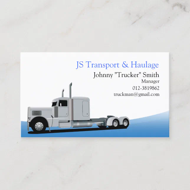 Trailer Truck Haulage Blue Business Card | Zazzle