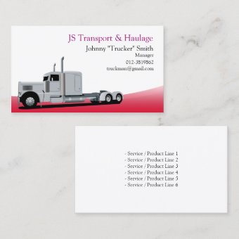 Trailer Truck Haulage Red Business Card | Zazzle