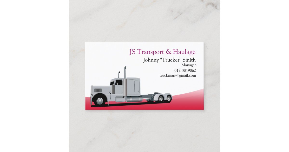 Trailer Truck Haulage Red Business Card | Zazzle