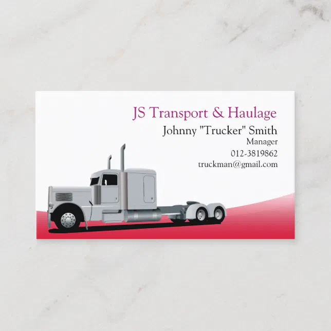 Trailer Truck Haulage Red Business Card | Zazzle