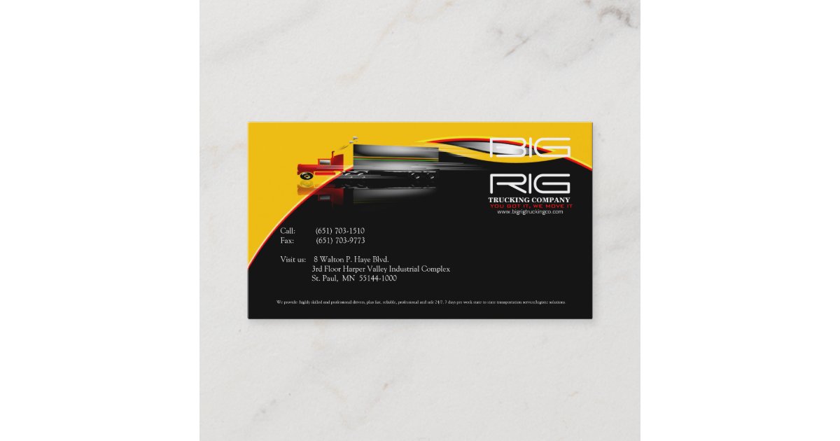 Trailer Truck Trucking Company Business Card Zazzle Trailer Truck Trucking Company Business Card Zazzle