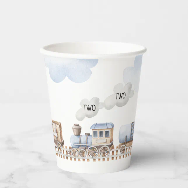 Train 2nd Chugga Two Two Birthday Paper Cups | Zazzle