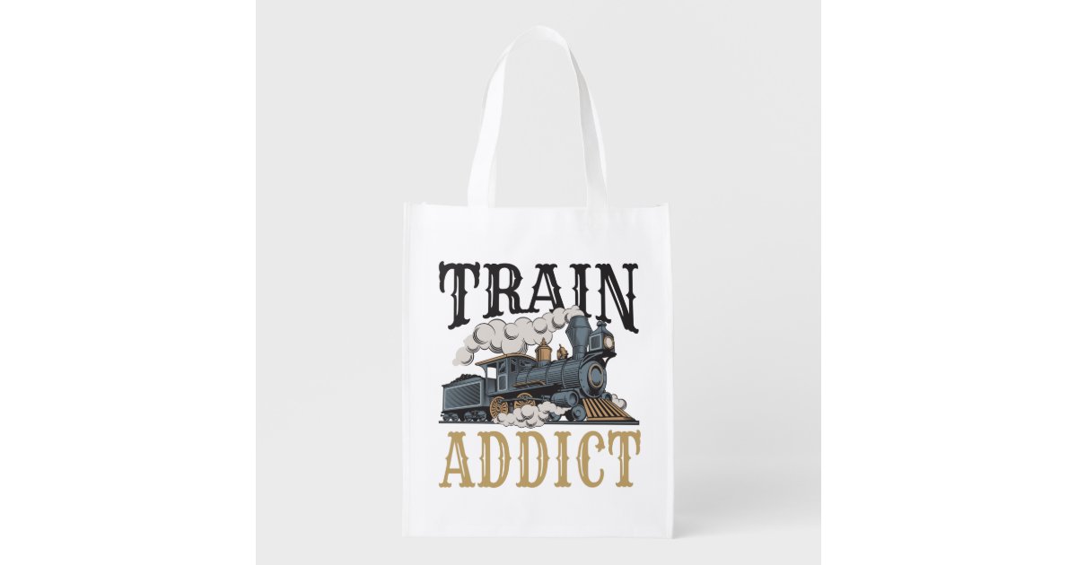 Train Addict Model Railroad Railway Hobbyist Grocery Bag | Zazzle