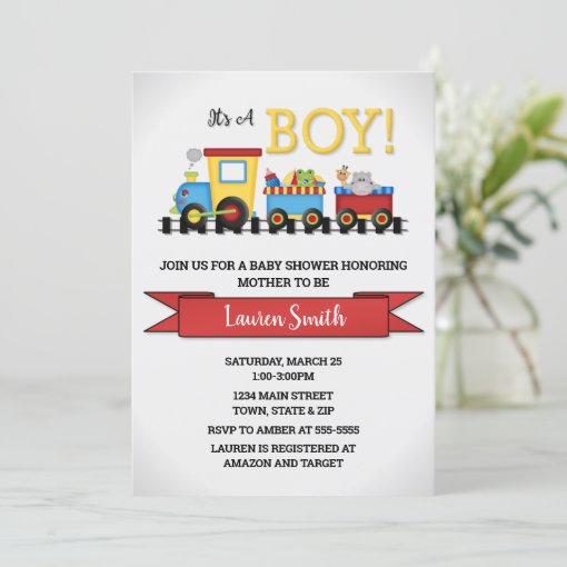 Train Baby Shower Invitation | Zazzle