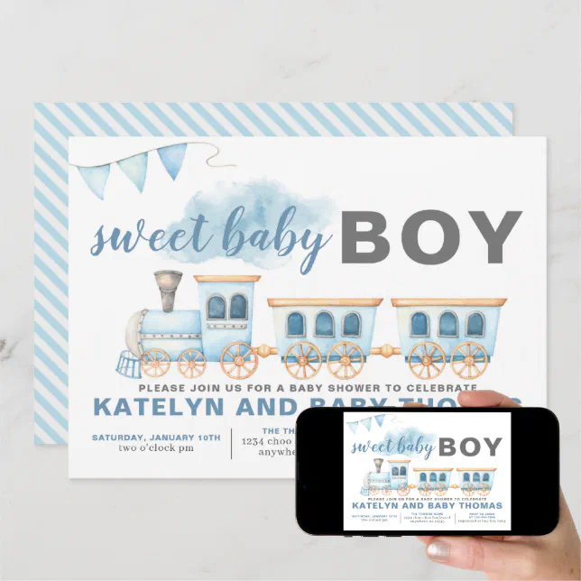 Train Baby Shower Invitation Boy Transportation | Zazzle