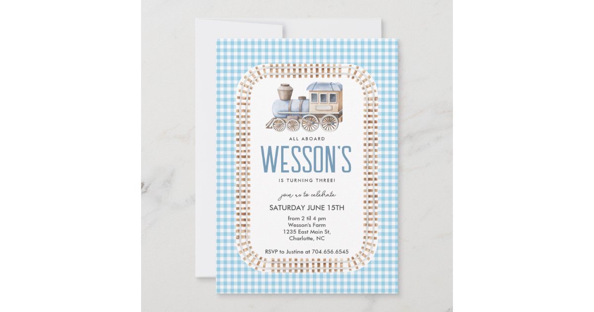 Train Birthday, All aboard Birthday Invitation | Zazzle