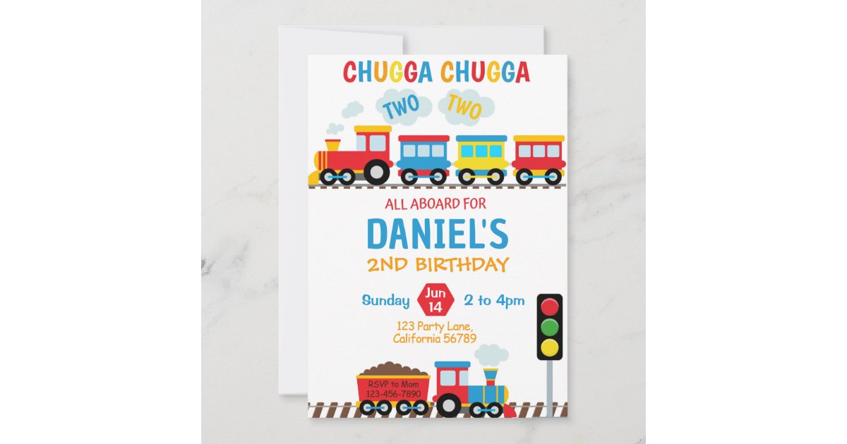 Train Birthday Invitation Chugga Chugga Two Two | Zazzle