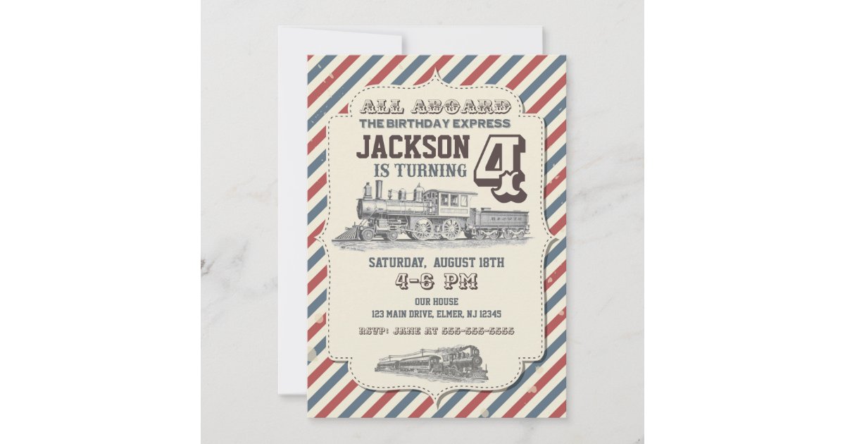 Train Birthday Invitation Vintage Invites | Zazzle