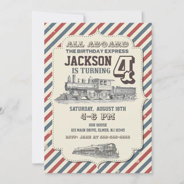 Train Birthday Invitation Vintage Invites | Zazzle