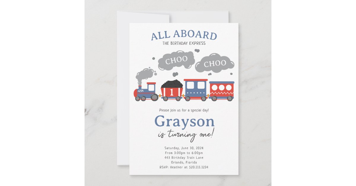 Train Birthday Party Choo Choo Invitation | Zazzle