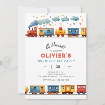 Train Birthday Party Invitation | Zazzle