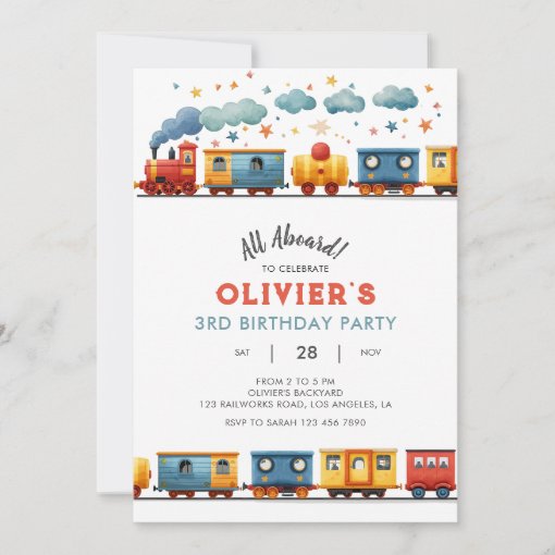 Train Birthday Party Invitation | Zazzle