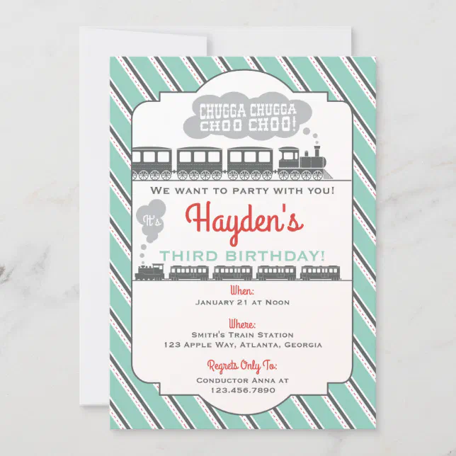 Train Birthday Party Invitation, Vintage Invitation | Zazzle