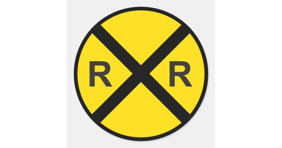 Train Birthday Party (Railroad Crossing Sign) Classic Round Sticker ...