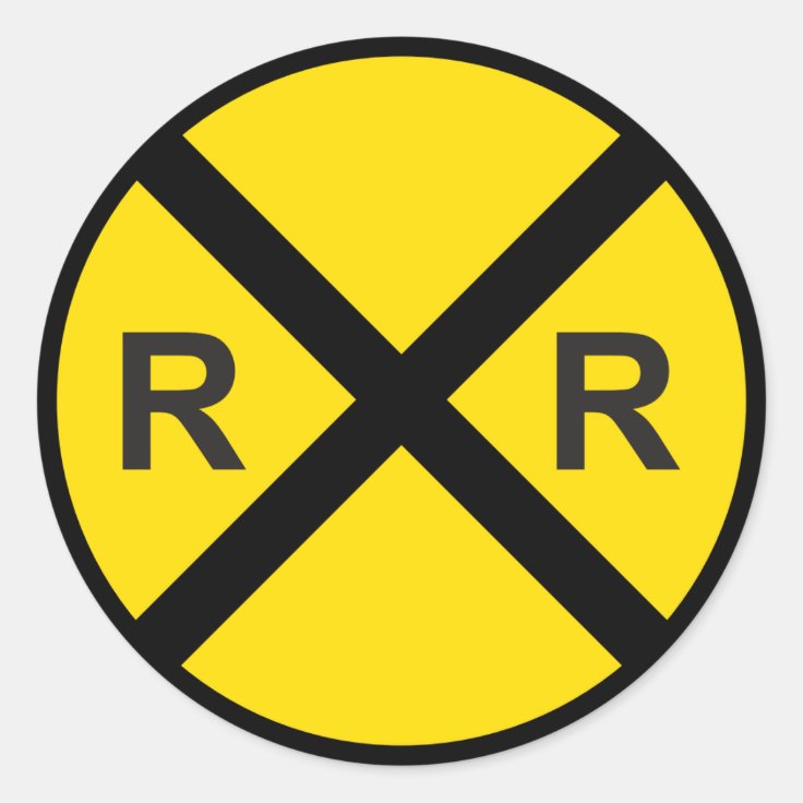 Train Birthday Party (Railroad Crossing Sign) Classic Round Sticker ...