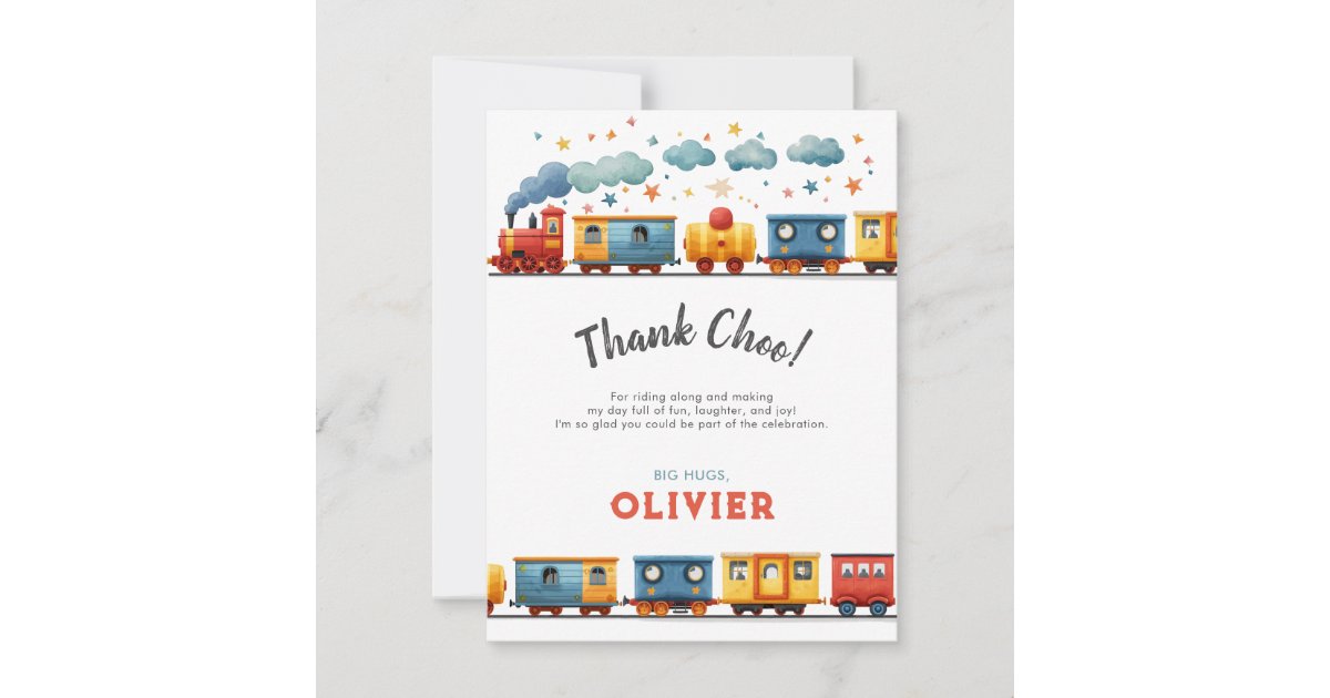 Train Birthday Thank You Card | Zazzle