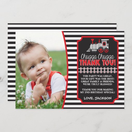 Train Birthday Thank You Card with Envelopes | Zazzle