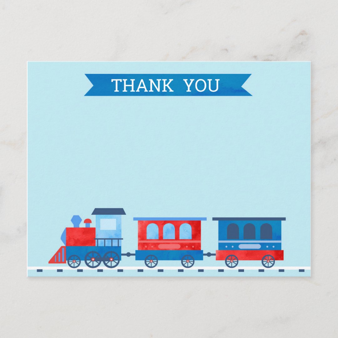 Train Birthday Thank You Note Card | Zazzle