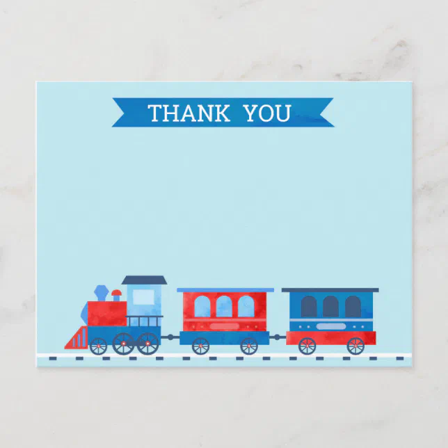 Train Birthday Thank You Note Card | Zazzle