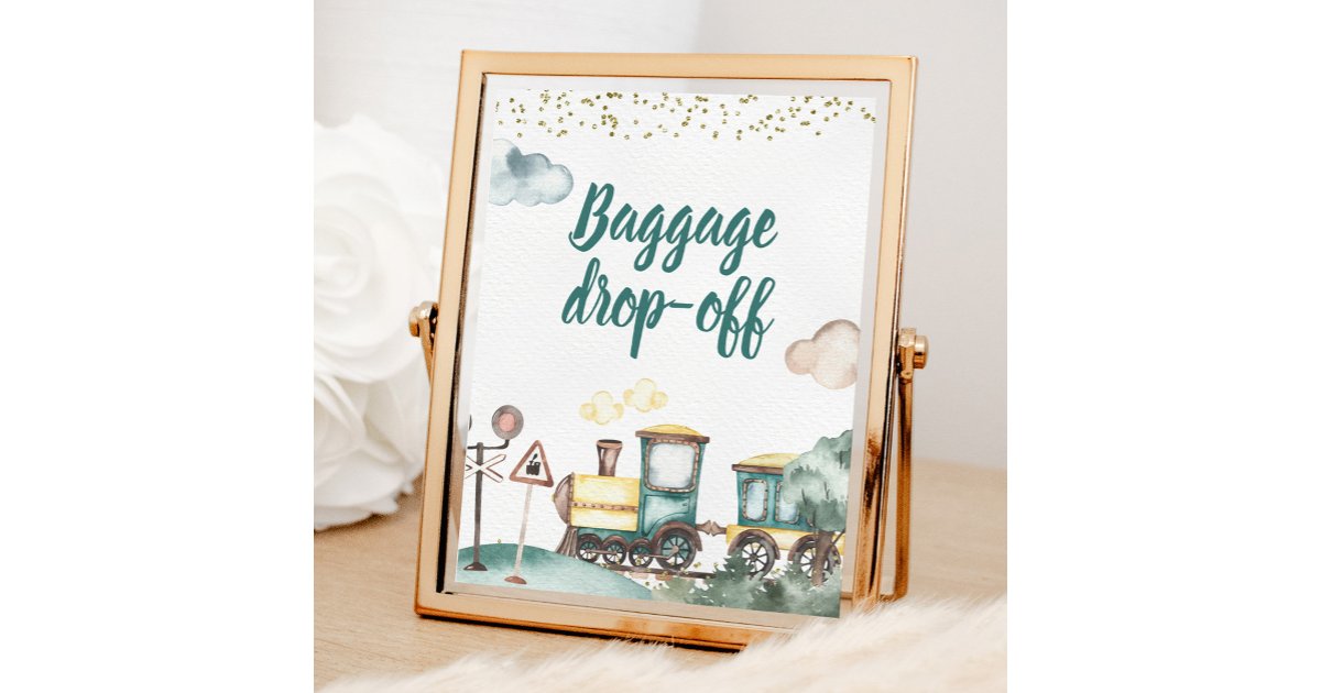 Train Boy Birthday Baggage drop-off Sign | Zazzle