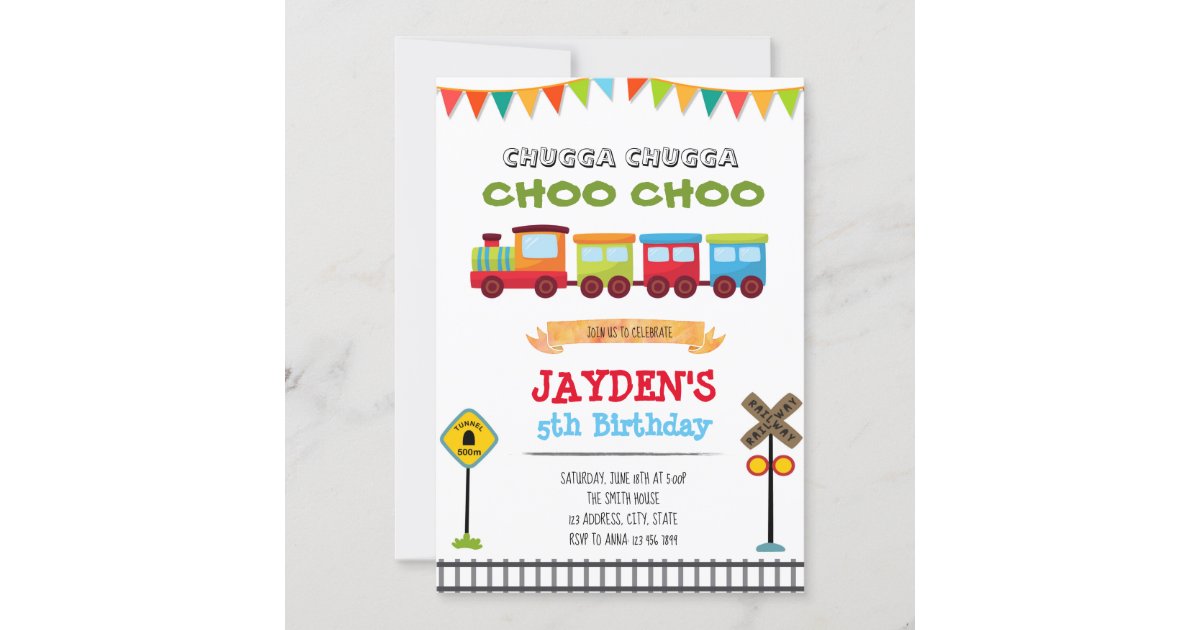 Train boy birthday party invitation | Zazzle