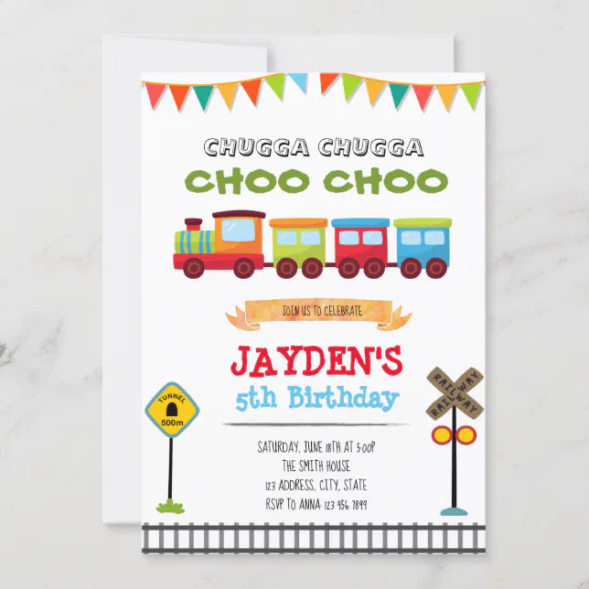 Train boy birthday party invitation | Zazzle