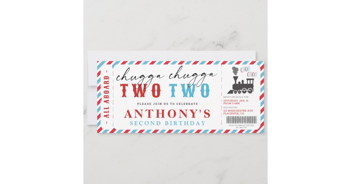 Train Choo Choo All aboard Birthday Invitation | Zazzle