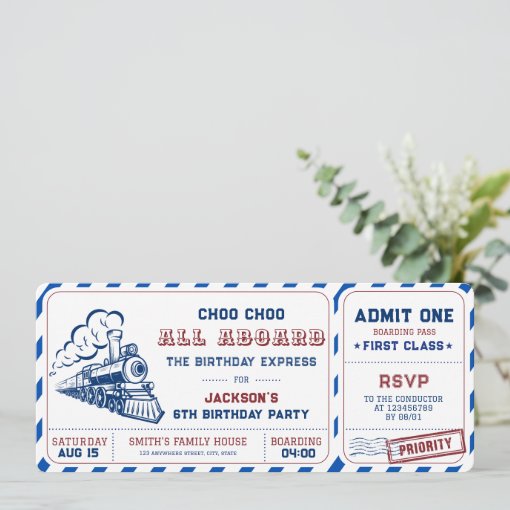 Train Choo Choo All aboard Birthday Invitation | Zazzle