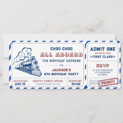 Train Choo Choo All aboard Birthday Invitation | Zazzle