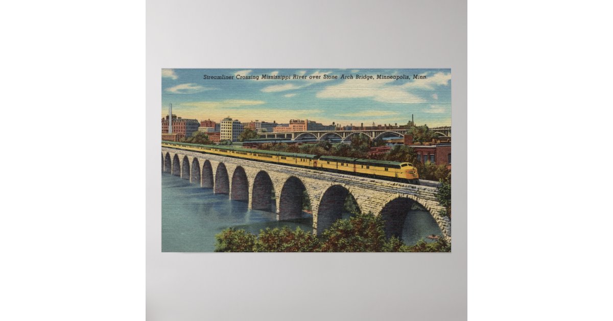 Train- Crossing Stone Arch Bridge Poster | Zazzle