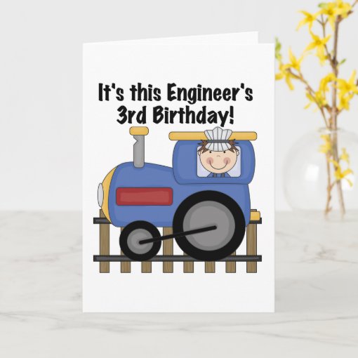 Train Engineer 3rd Birthday Tshirts and Gifts Card | Zazzle