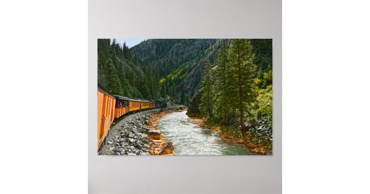Train Following the Animas River, Colorado Poster | Zazzle