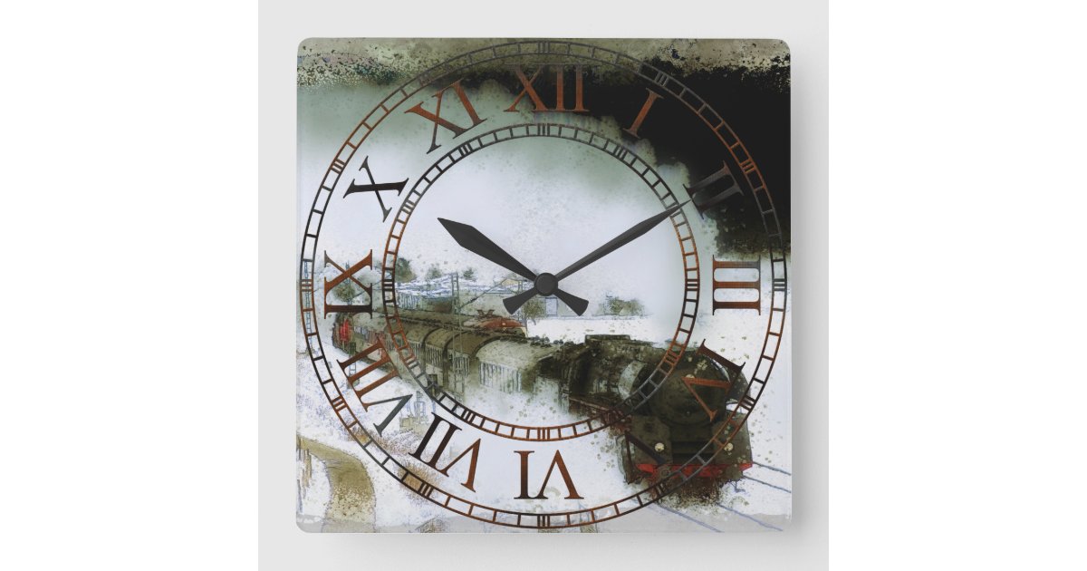 Train in the Deep of Trees - Vintage Steam Train S Clock | Zazzle