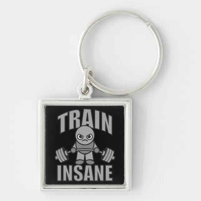 TRAIN INSANE - Workout Cartoon Anime Motivational Keychain | Zazzle