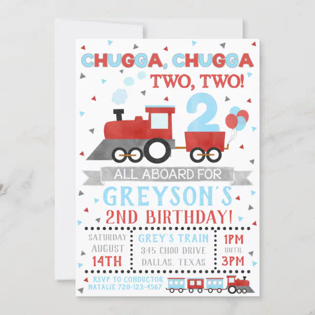 Train Invitation Boy Birthday Party Train Invite | Zazzle