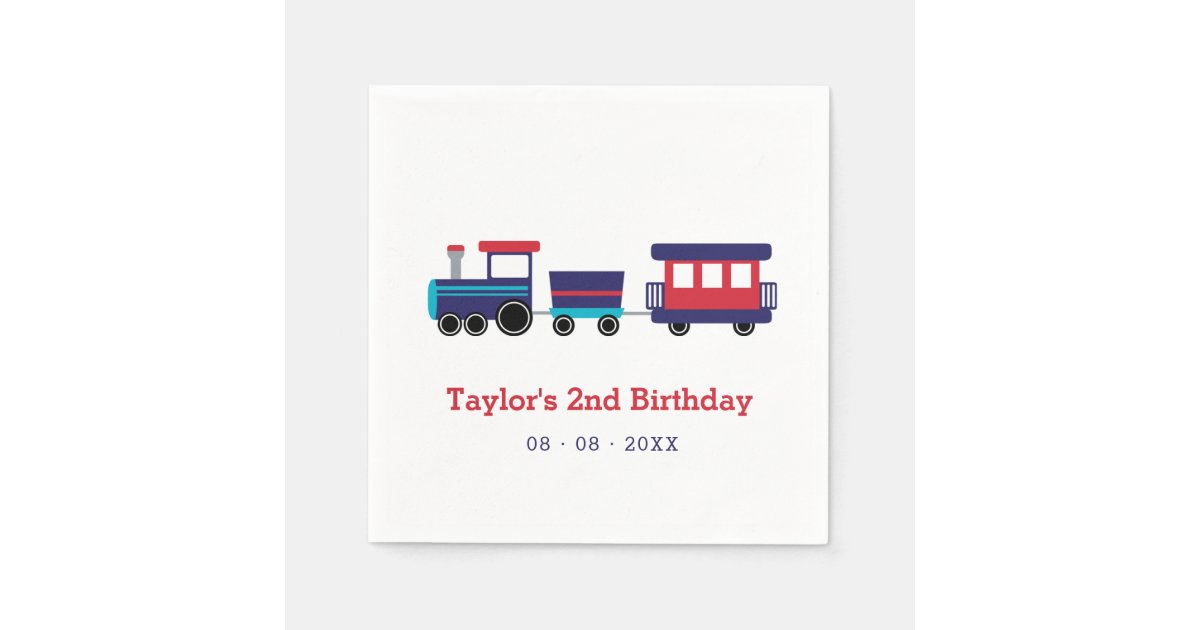 Train Kids Birthday Paper Napkins | Zazzle