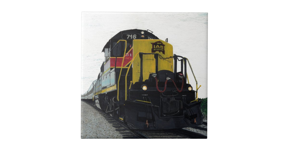 Train Locomotive on Railroad Tracks Tile | Zazzle