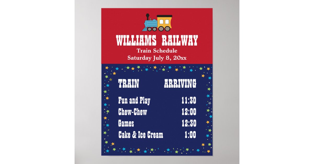 Train Party Schedule Poster | Zazzle