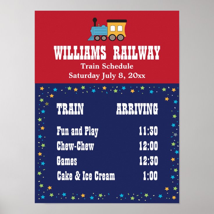 Train Party Schedule Poster | Zazzle