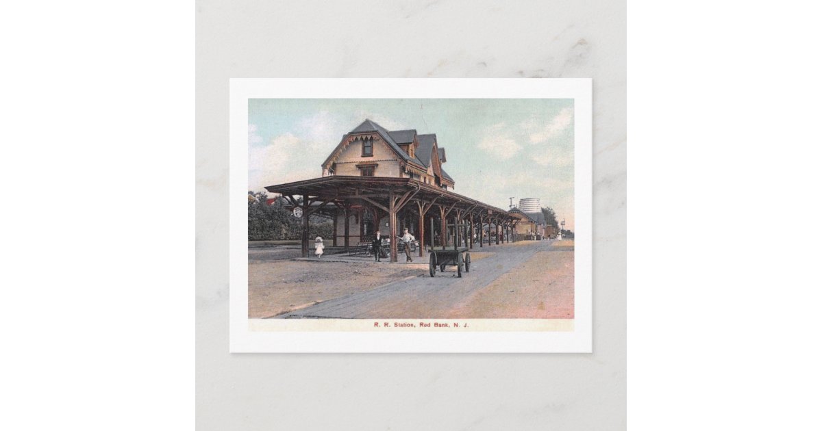 Train Station, Red Bank, NJ 1908 Vintage Postcard | Zazzle