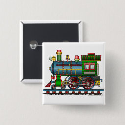 Train Steam Engine Choo Choo Pins | Zazzle