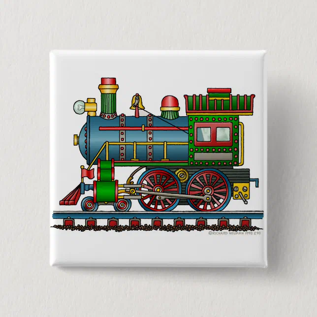 Train Steam Engine Choo Choo Pins | Zazzle