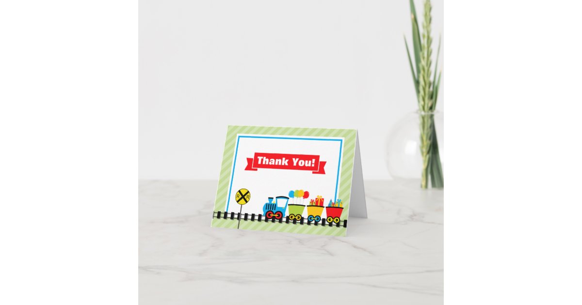 Train Thank You Card Folded Note Card | Zazzle