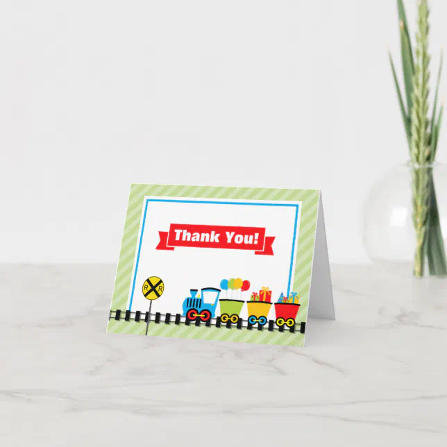 Train Thank You Card Folded Note Card | Zazzle