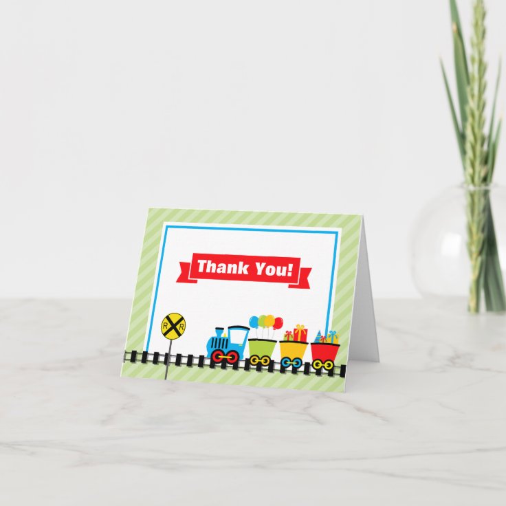 Train Thank You Card Folded Note Card | Zazzle