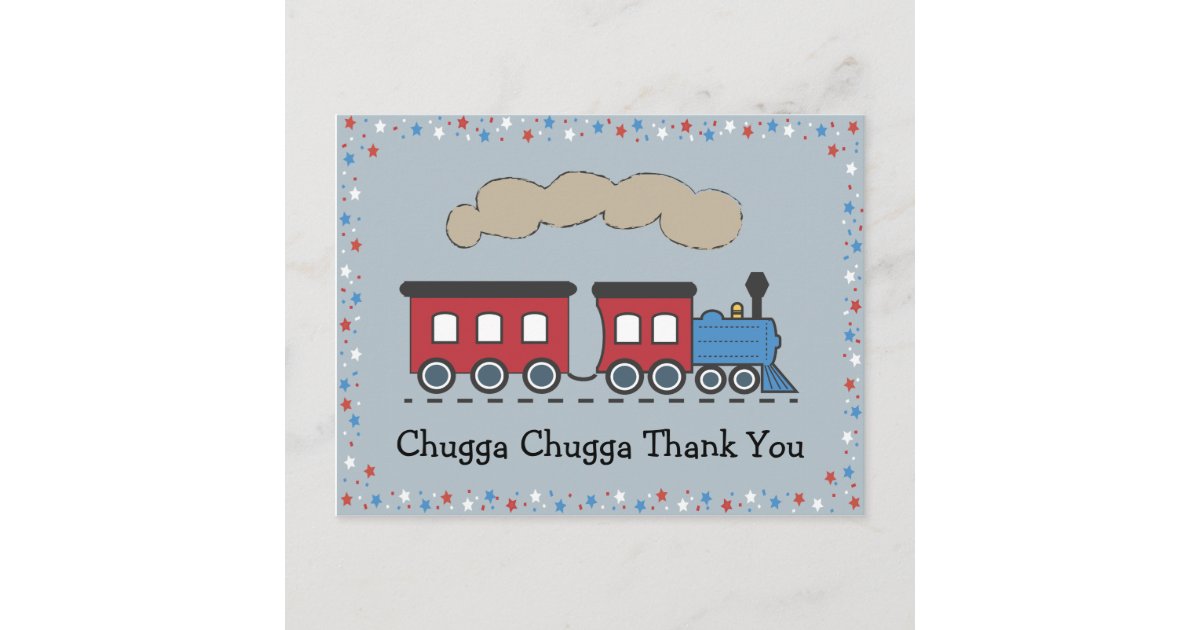 Train Thank You Postcard - Red, White & Blue | Zazzle