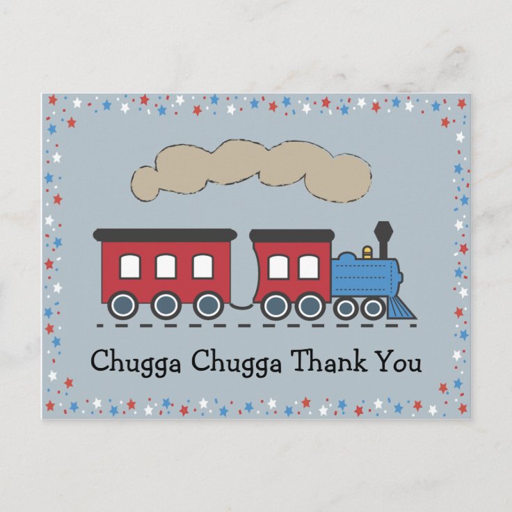 Train Thank You Postcard - Red, White & Blue | Zazzle