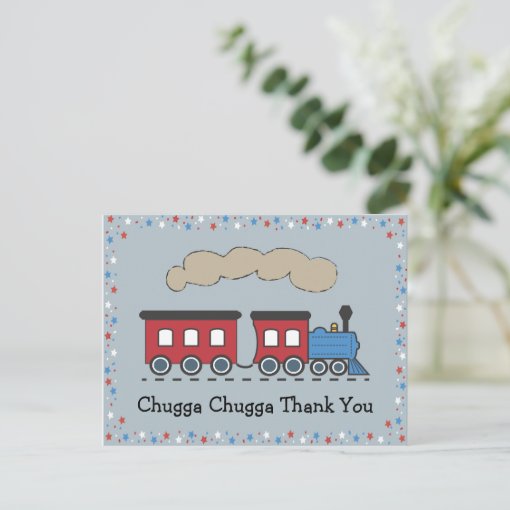 Train Thank You Postcard - Red, White & Blue | Zazzle